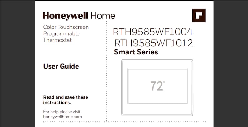 Honeywell RTH9585WF1004 and Honeywell RTH9585WF1012 Smart Series ...