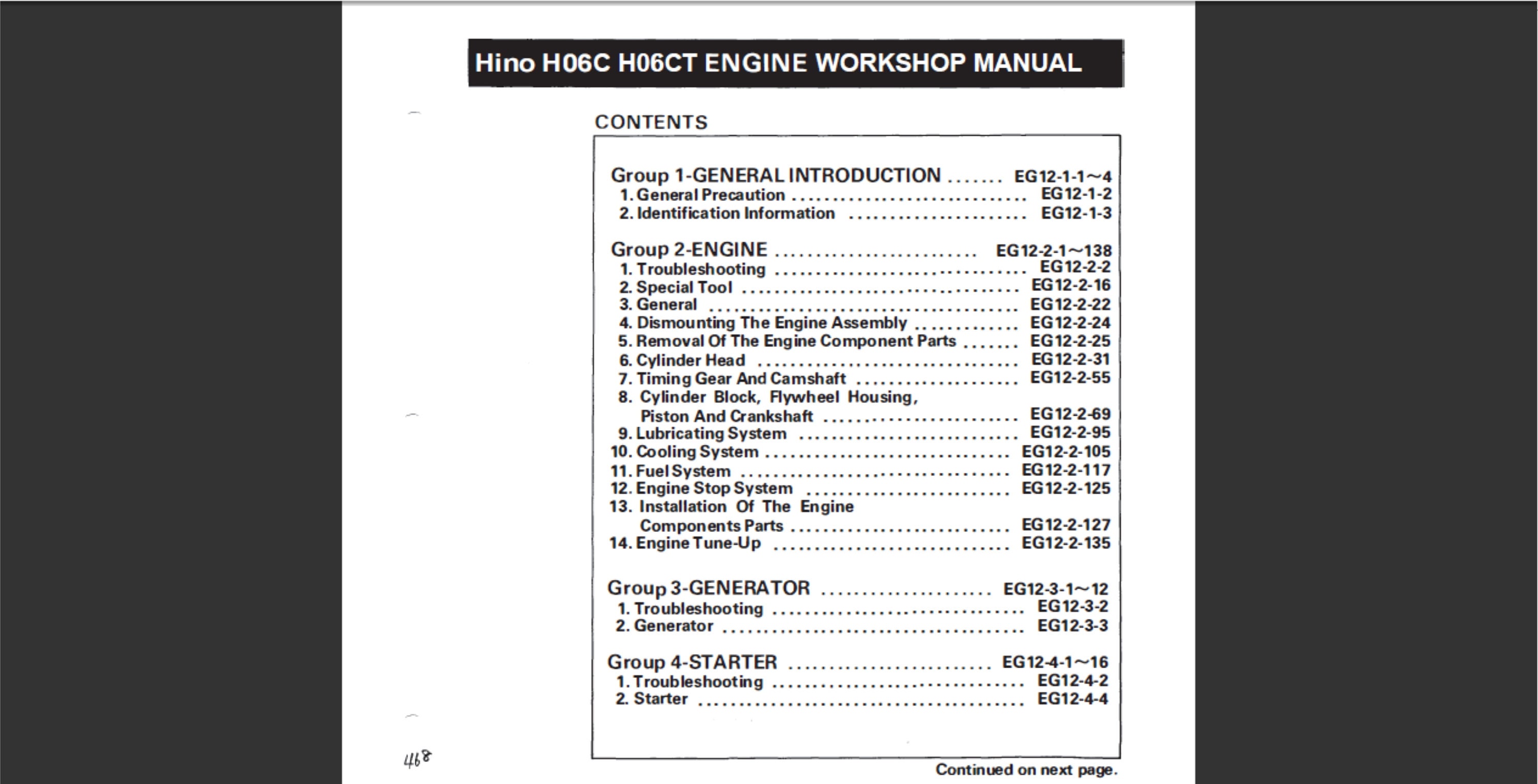 HINO H06 and H06CT Engine Service Workshop Manual Pdf Digital Download ...