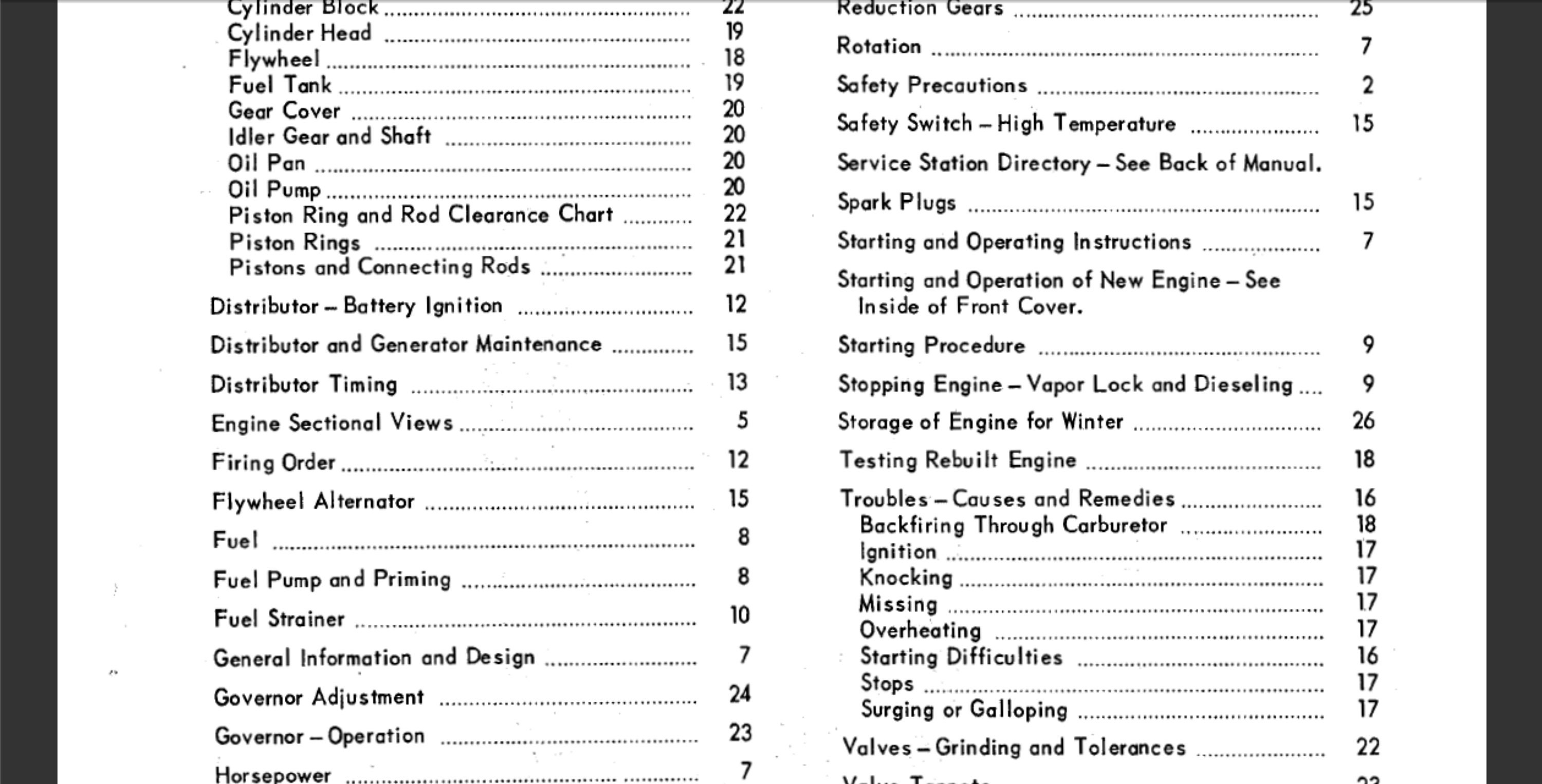 Wisconsin VH4 and VH4D Engines Instructions Book and Parts List Manual ...