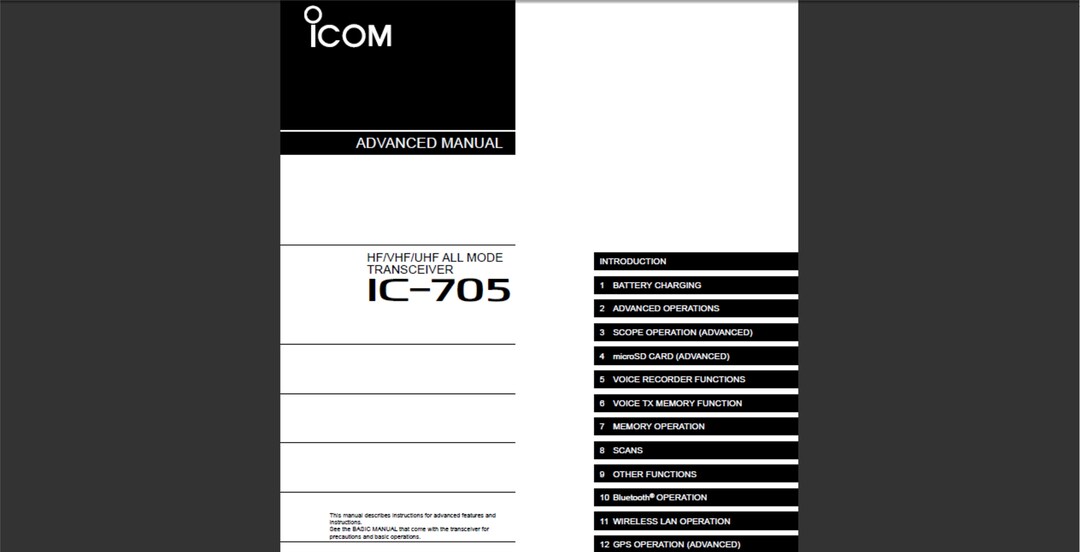 ICOM IC-705 Hf Vhf Uhf All Mode Transceiver Advanced Manual Pdf Digital ...