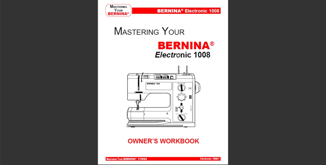 Bernina 1008 Owners Manual PDF Digital Download - Etsy