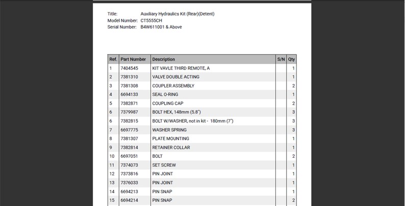 Bobcat CT5555CH Tractor Serial Number: B4W611001 & Above Spare Parts Manual Parts PDF - Etsy