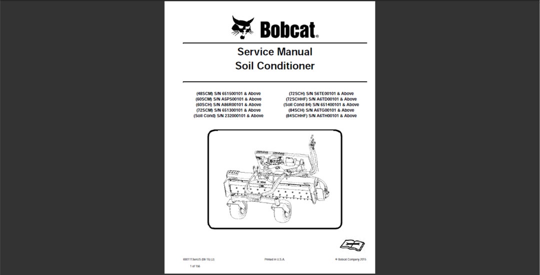Bobcat Soil Conditioner Attachment Workshop Service Manual Pdf - Etsy
