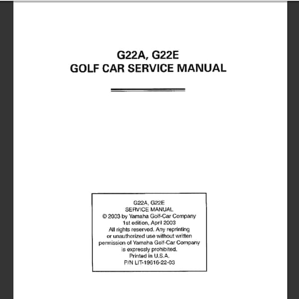 Yamaha Golf Cart Manual - Etsy