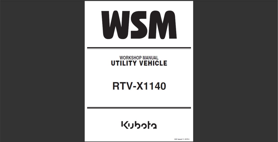 Kubota RTV-X1140 Utility Vehicle Workshop Manual PDF Digital Download ...