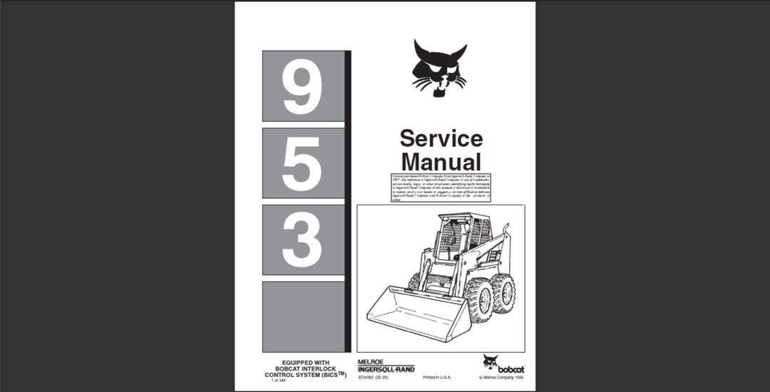 Bobcat 953 Skid Steer Loader Workshop Service Manual PDF Digital ...