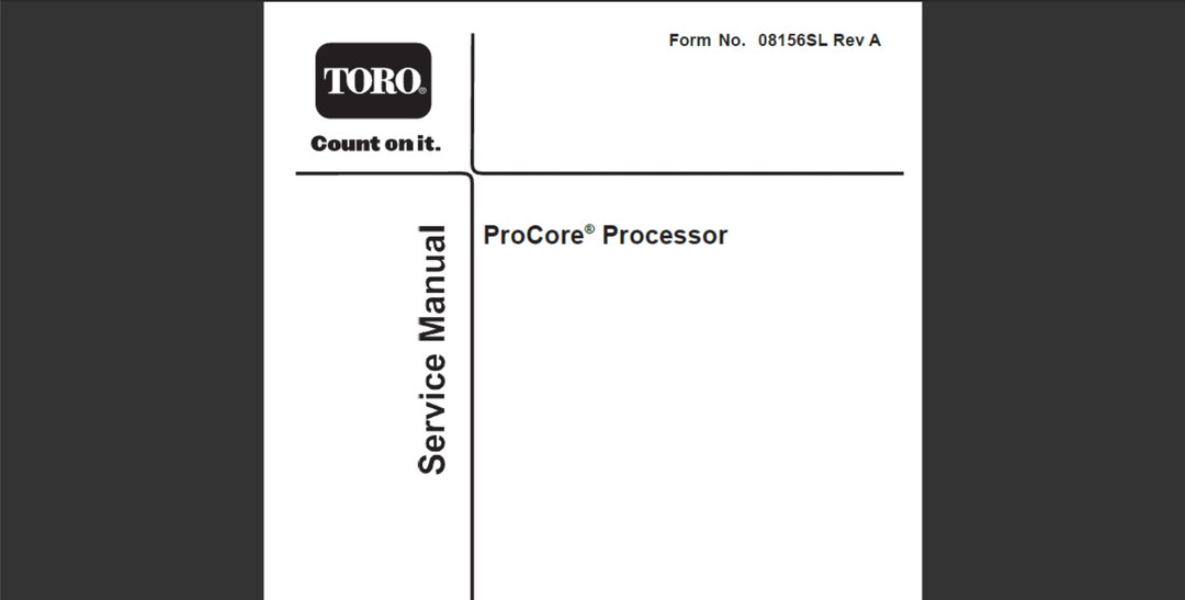 Toro Procore Processor Workshop Service Manual PDF Digital Download - Etsy