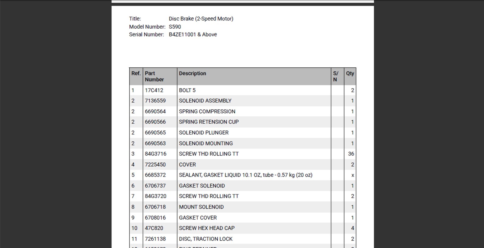 Bobcat S590 Skid-steer Loader Serial Number: B4ZE11001 & Above Spare ...
