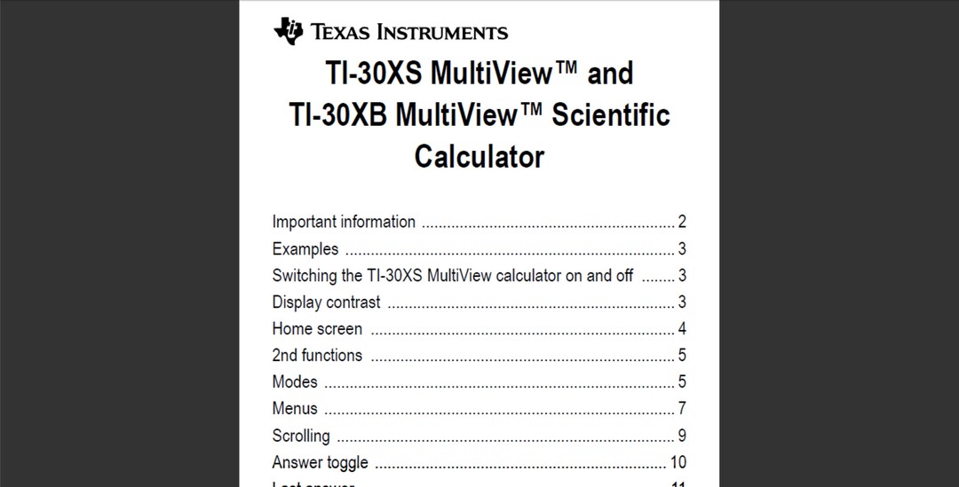 Texas Instruments TI-30XS Multiview and TI-30XB Multiview Scientific ...