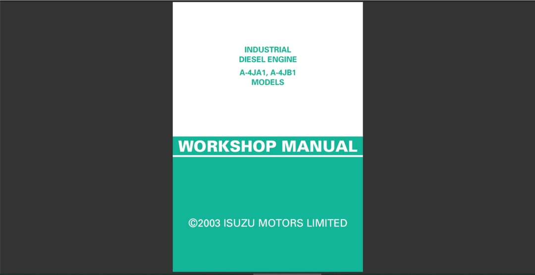 Isuzu A-4JA1 and A-4JB1 Industrial Diesel Engine Workshop Service ...