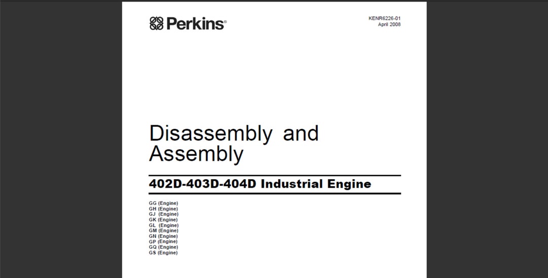 Perkins 402D, 403D and 404D Industrial Engines Disassembly and Assembly Manual PDF Digital ...