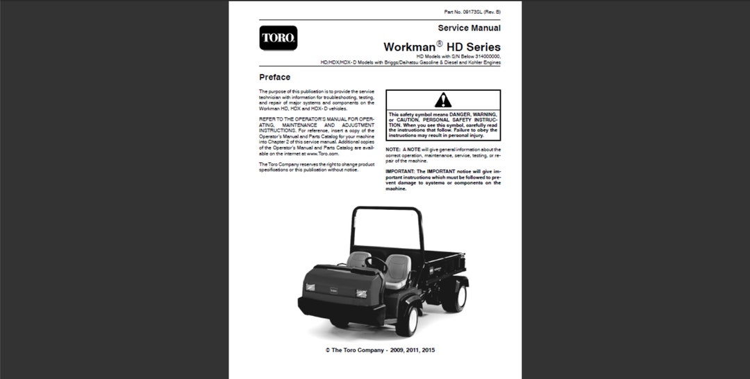 Toro Workman HD Series Workshop Service Manual PDF Digital Download - Etsy