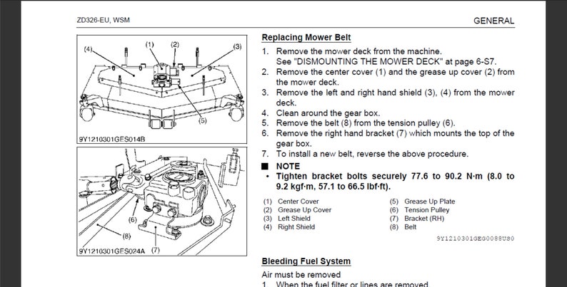Kubota ZD326-EU Zero Turn Mower Service Workshop Manual PDF Digital ...