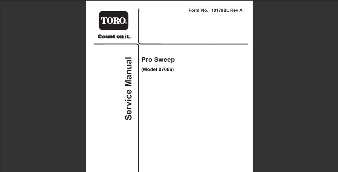 Toro Pro Sweep (model 07066) Workshop Service Manual PDF Digital ...