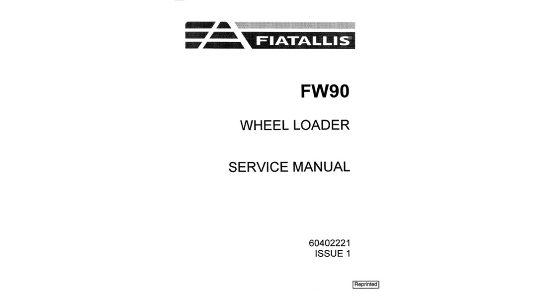 Fiatallis FW90 Wheel Loader Workshop Service Manual PDF Digital ...