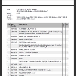 Bobcat S175 Skid-steer Loader See Serial Number in Description Spare Parts Manual Parts Catalog ...