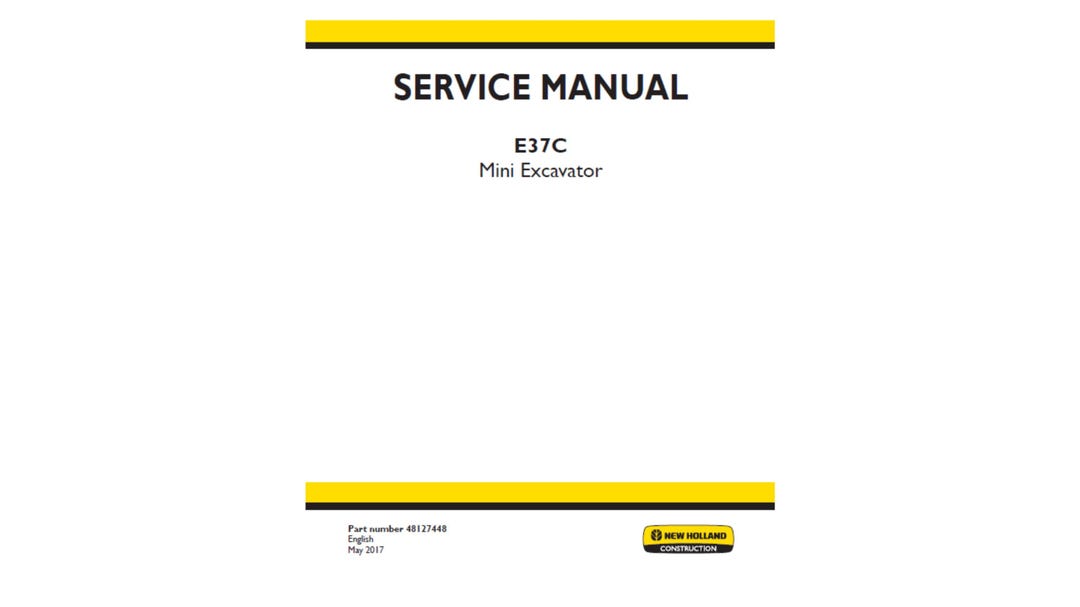 New Holland E37C Mini Excavator Part Number 48127448 Workshop Service ...