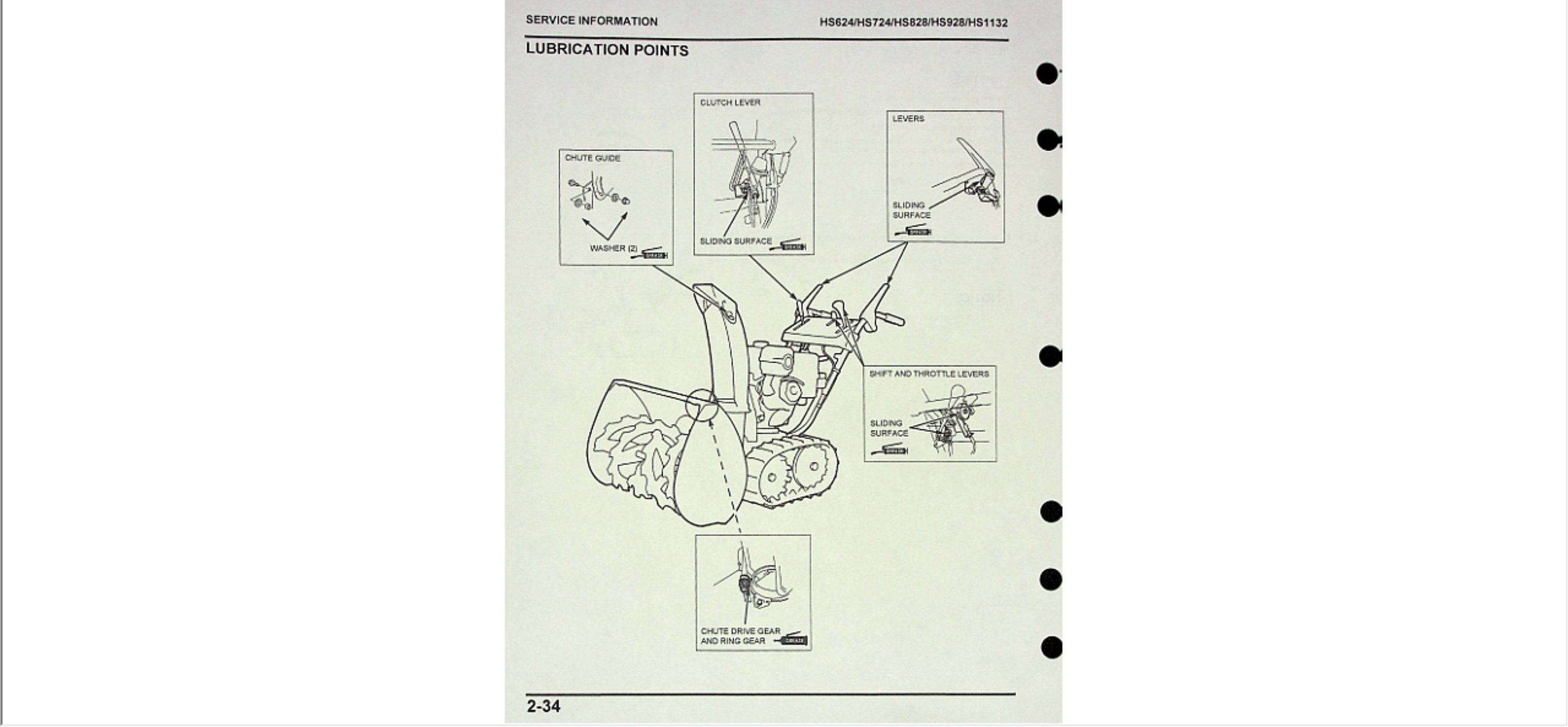 Souffleuses à neige Honda HS624, HS724, HS828, HS928 et HS1132 Manuel d'entretien d'atelier ...