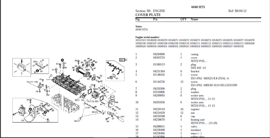Deutz Fahr 6040 HTS Tractor Spare Parts Manual Catalog Pdf Digital ...