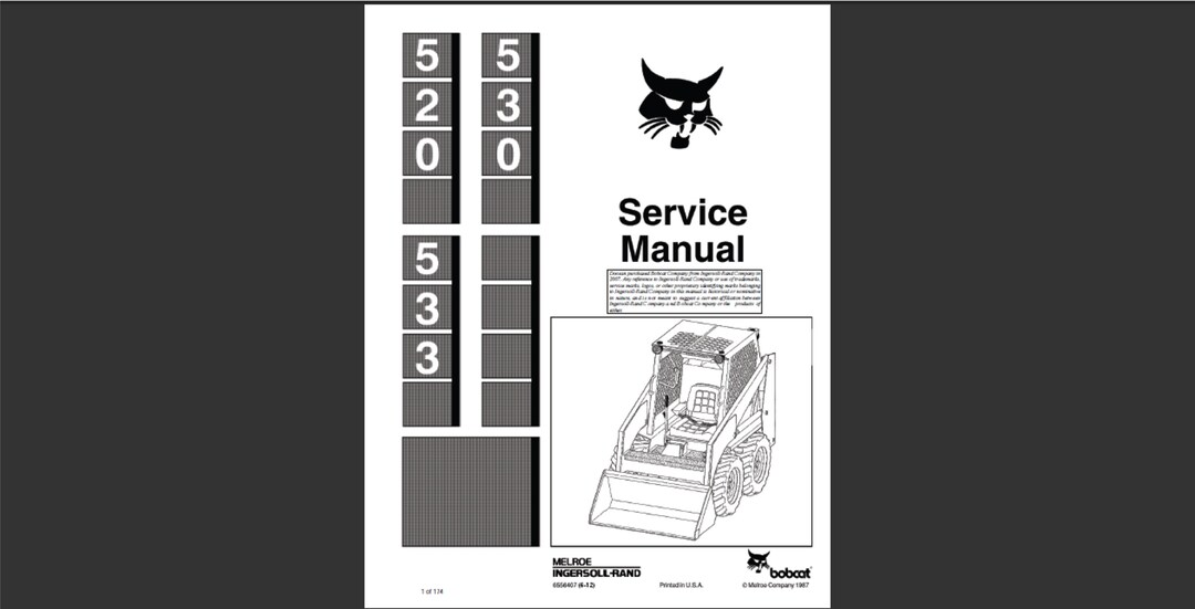Bobcat 520 530 and 533 Loader Workshop Service Manual PDF Digital ...