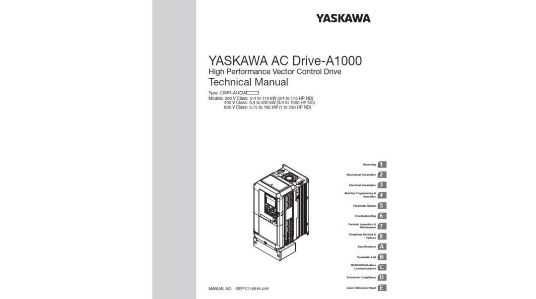 Yaskawa AC Drive A1000 Parameter List Technical Manual PDF Digital Download - Etsy