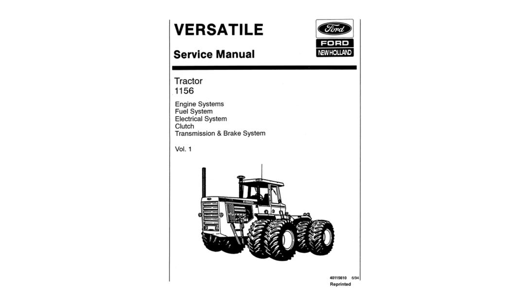 Ford New Holland Versatile 1156 Tractor Publication Number 40115610 ...