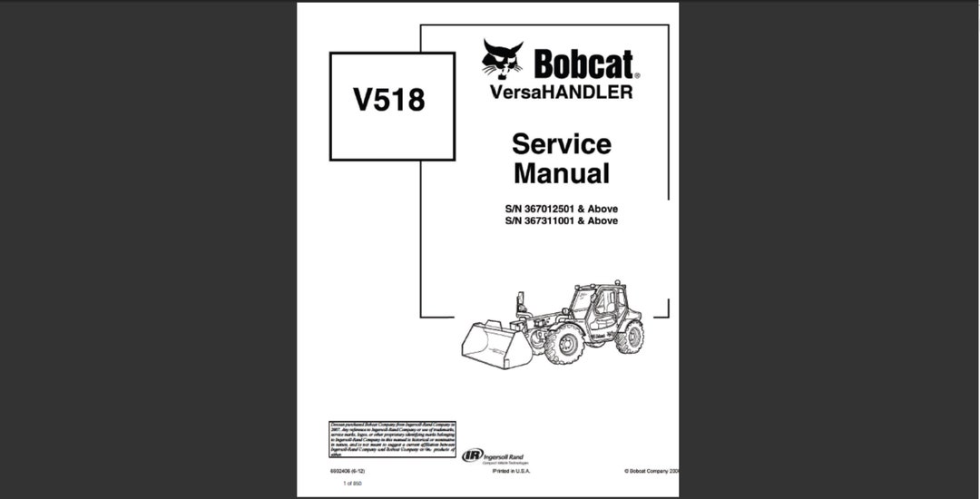 Bobcat V518 Telescopic Handler Workshop Service Manual PDF Digital ...