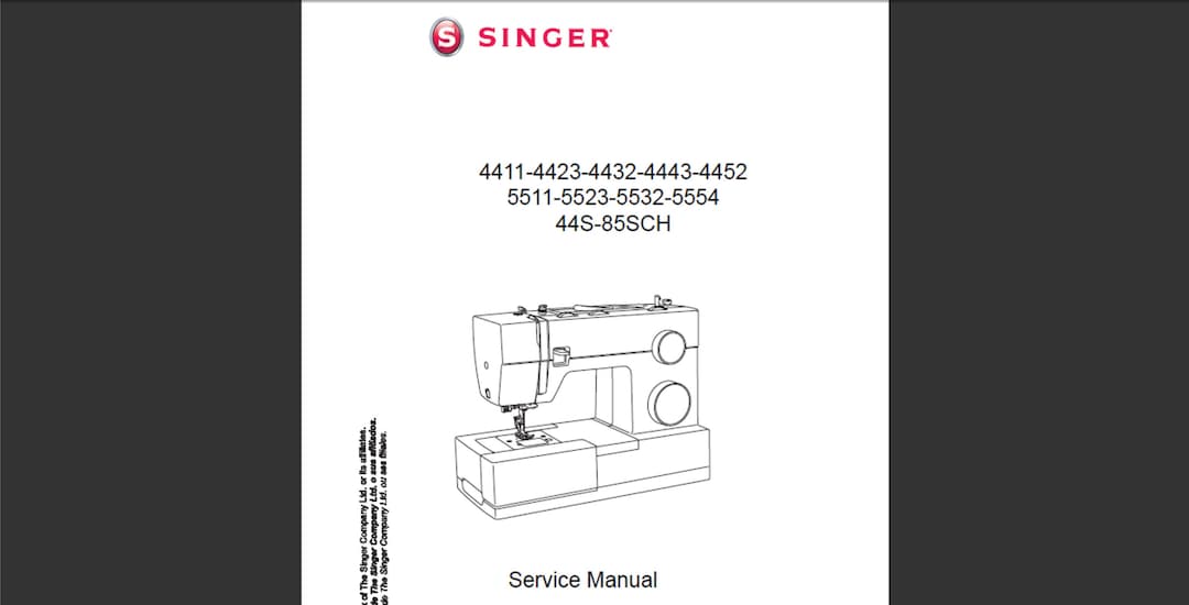 Singer 4411 4423 4432 4443 4452 5511 5523 5532 5554 44S and 85SCH Service Manual PDF Digital ...