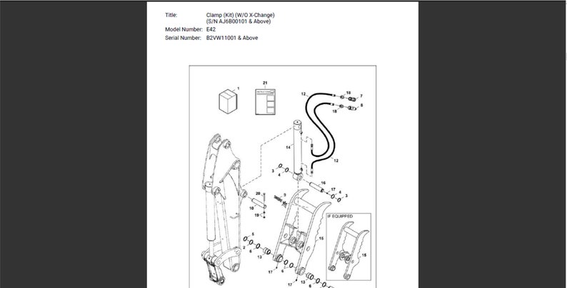 Bobcat E42 Excavator Serial Number: B2VW11001 & Above Spare Parts ...