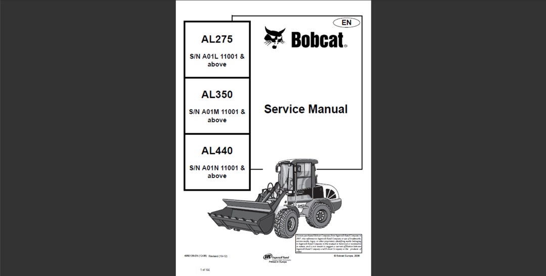 Bobcat AL275, AL350 and AL440 Articulated Loader Workshop Service ...