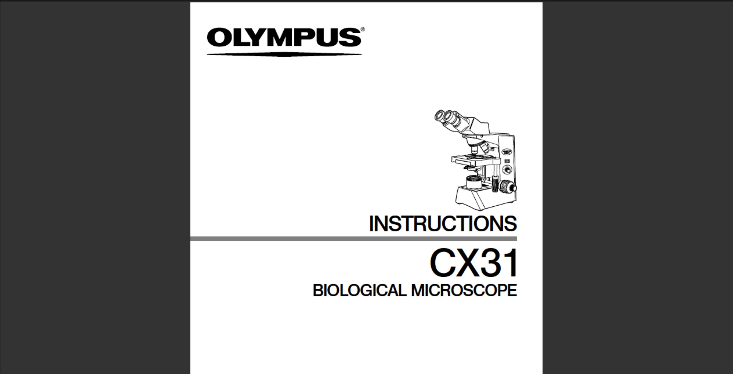 Olympus CX31 Microscope Manual PDF Digital Download - Etsy