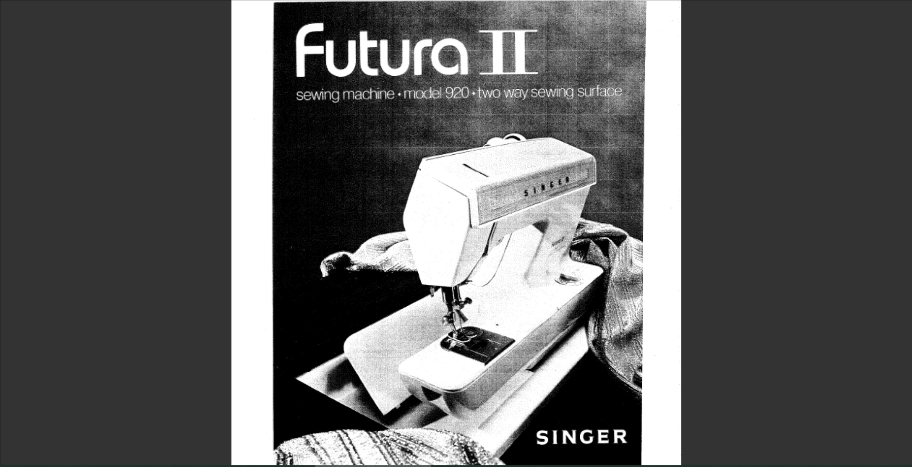 Singer Futura II Model 920 Owners Manual PDF Digital Download - Etsy