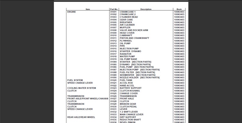 Kubota M5500DT Tractor Spare Parts List Pdf Digital Download - Etsy