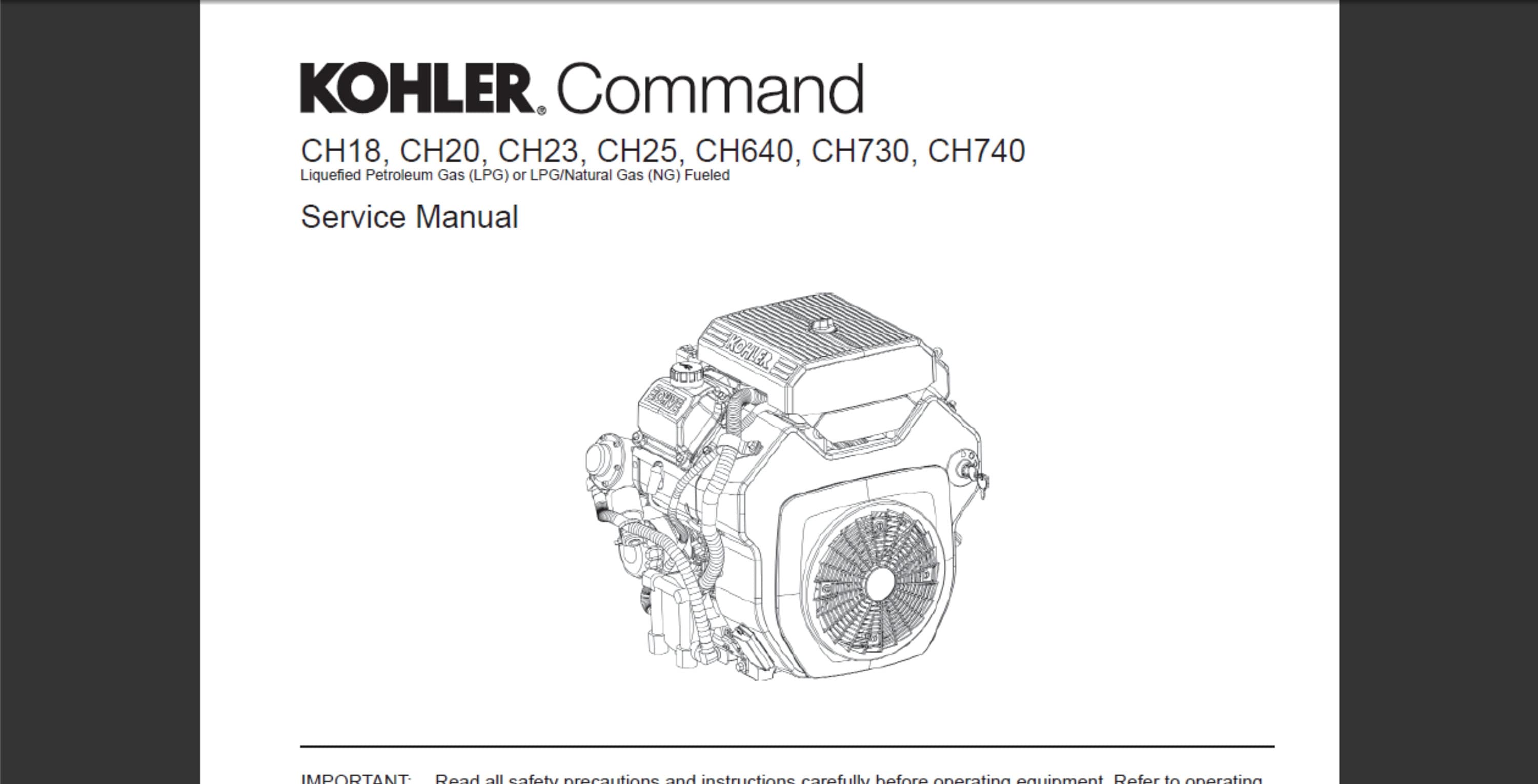 Kohler Command CH18, CH20, CH23, CH25, CH640, CH730, CH740 LPG or NG ...