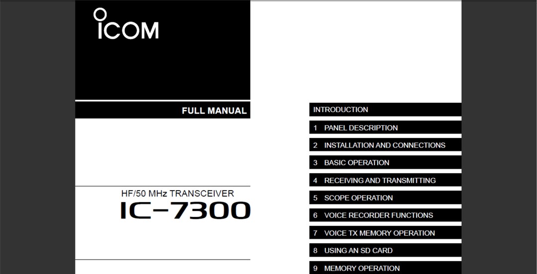 ICOM IC-7300 HF 50 Mhz Transceiver Advanced Manual Pdf Digital Download ...