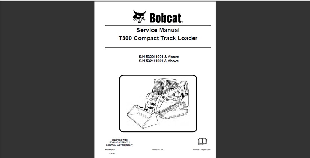 Bobcat T300 Compact Track Loader Workshop Service Manual PDF Digital ...