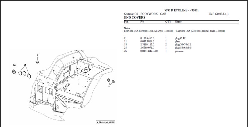 Deutz Fahr 5090 D Ecoline Serial Number: 30001 Spare Parts Manual ...
