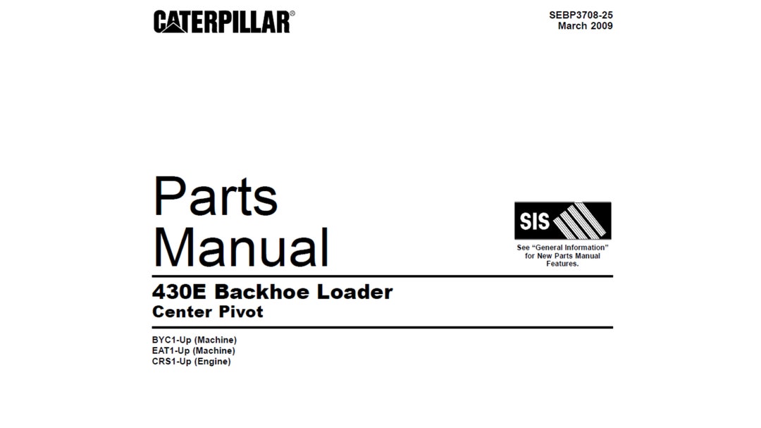 Caterpillar Cat 430E Backhoe Loader Spare Parts Manual Catalog Pdf ...