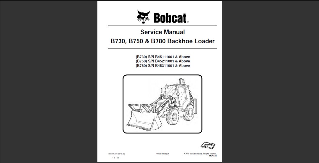 Bobcat B730, B750 & B780 Backhoe Loader Workshop Service Manual PDF ...