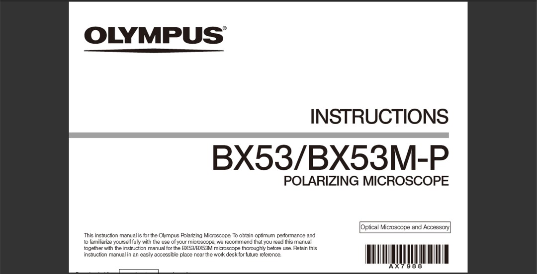 Olympus BX53 and Olympus BX53M P Microscope Manual PDF Digital Download - Etsy