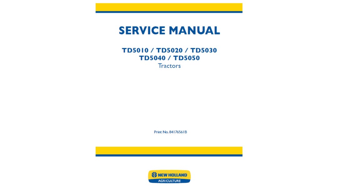 New Holland TD5010 TD5020 TD5030 TD5040 and TD5050 Tractor Publication ...