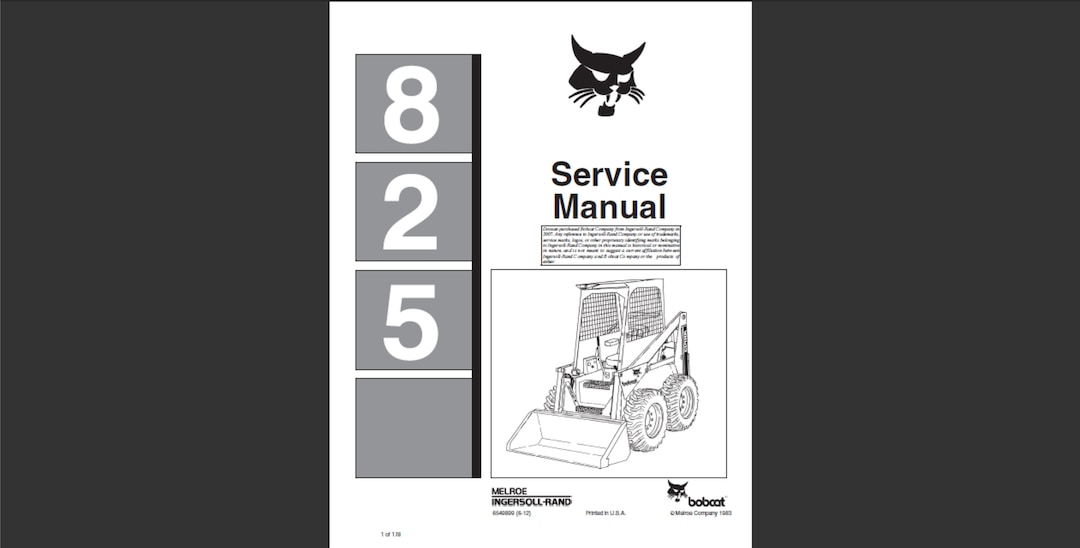 Bobcat 825 Skid Steer Loader Workshop Service Manual PDF Digital ...