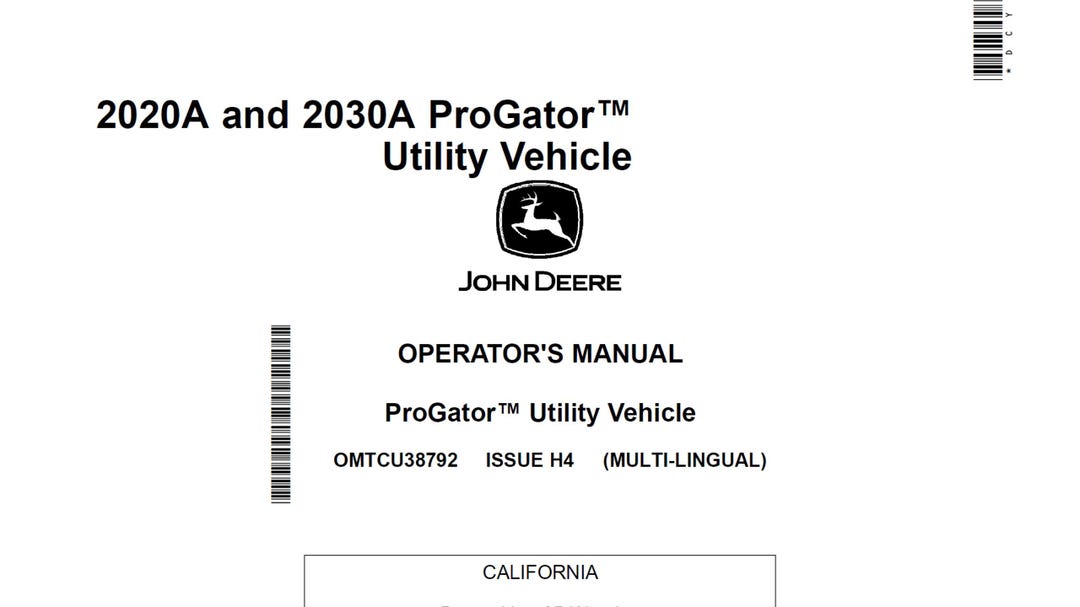 John Deere 2020A and 2030A Pro Gator Utility Vehicle North American ...