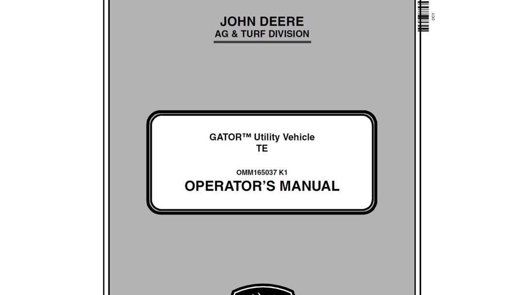 John Deere TE Gator Utility Vehicle OMM165037 Operator’s Manual PDF - Etsy