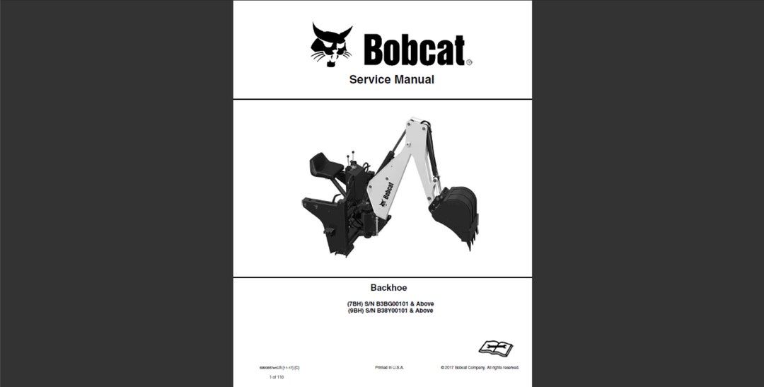 Bobcat 7BH and 9BH Backhoe Attachment Workshop Service Manual PDF ...