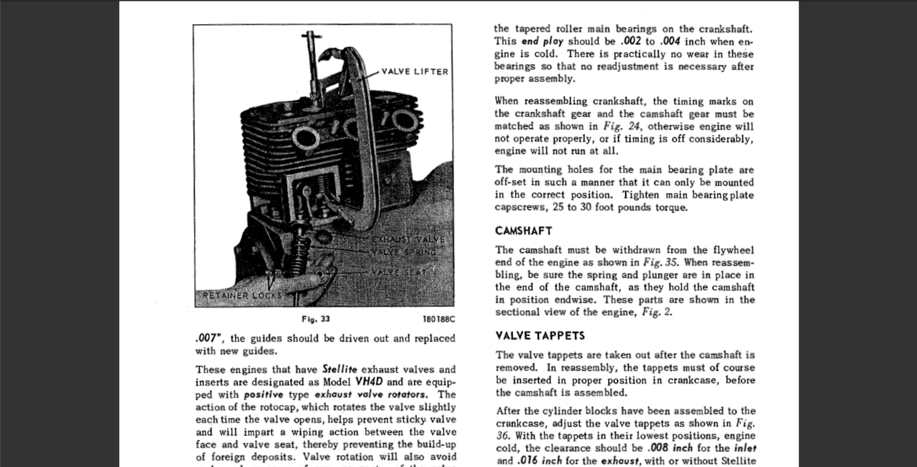 Wisconsin VH4 and VH4D Engines Instructions Book and Parts List Manual ...