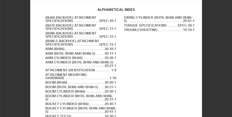Bobcat BH66, BH76, BH86 and BH86-5 Compact Tractor Backhoe Attachment ...