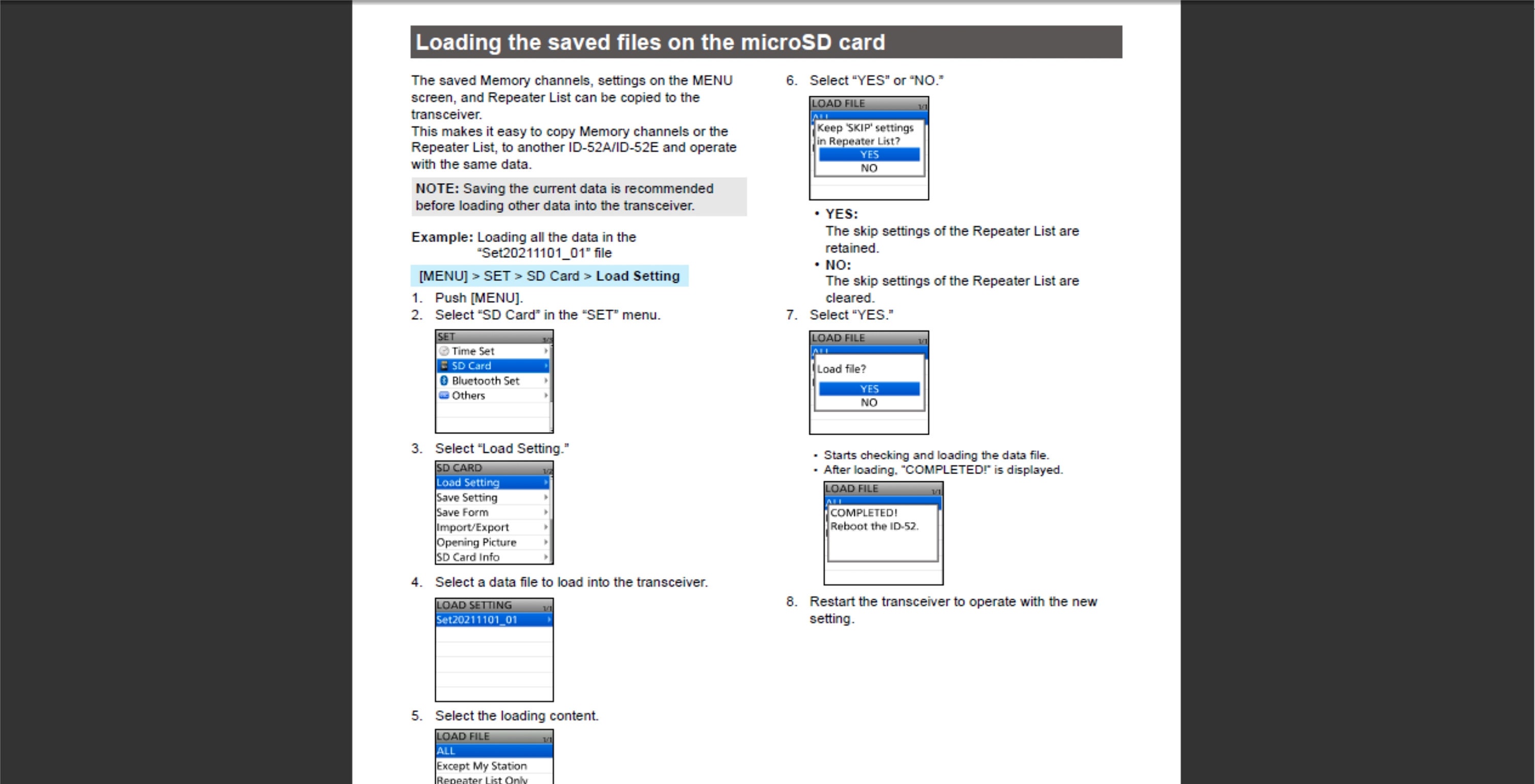 ICOM ID-52A and ID-52E Vhf Uhf Transceiver Advanced Manual Pdf Digital ...