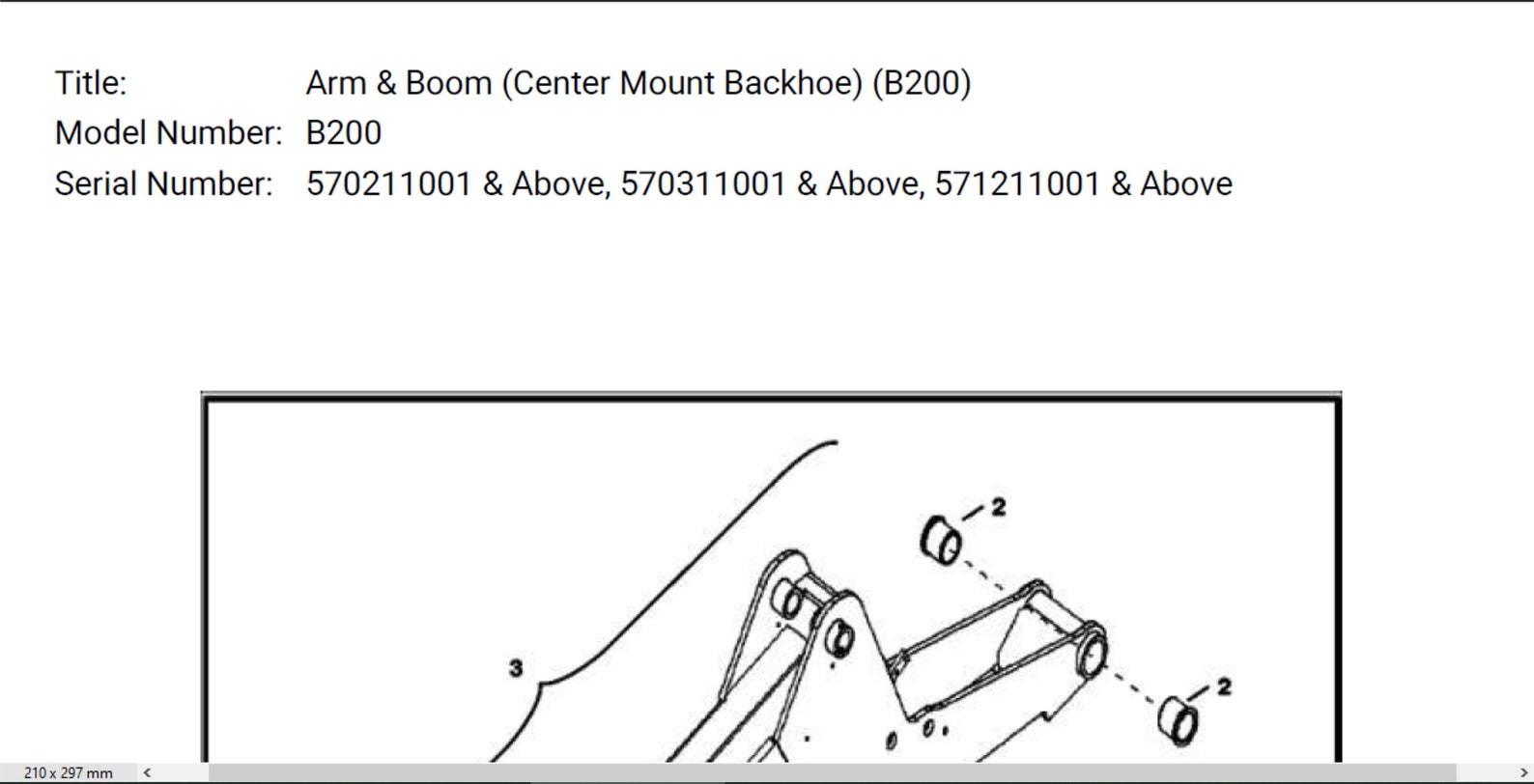 Bobcat B200 Loader Backhoe Spare Parts Manual Parts Catalog PDF Digital ...