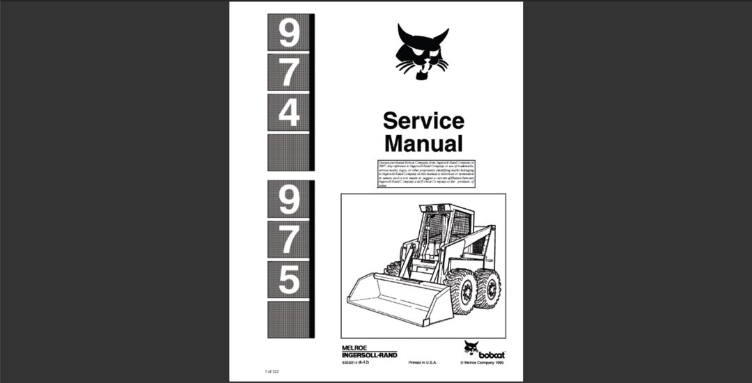 Bobcat 974 y Bobcat 975 Skid Steer Loader Workshop Service Manual PDF ...